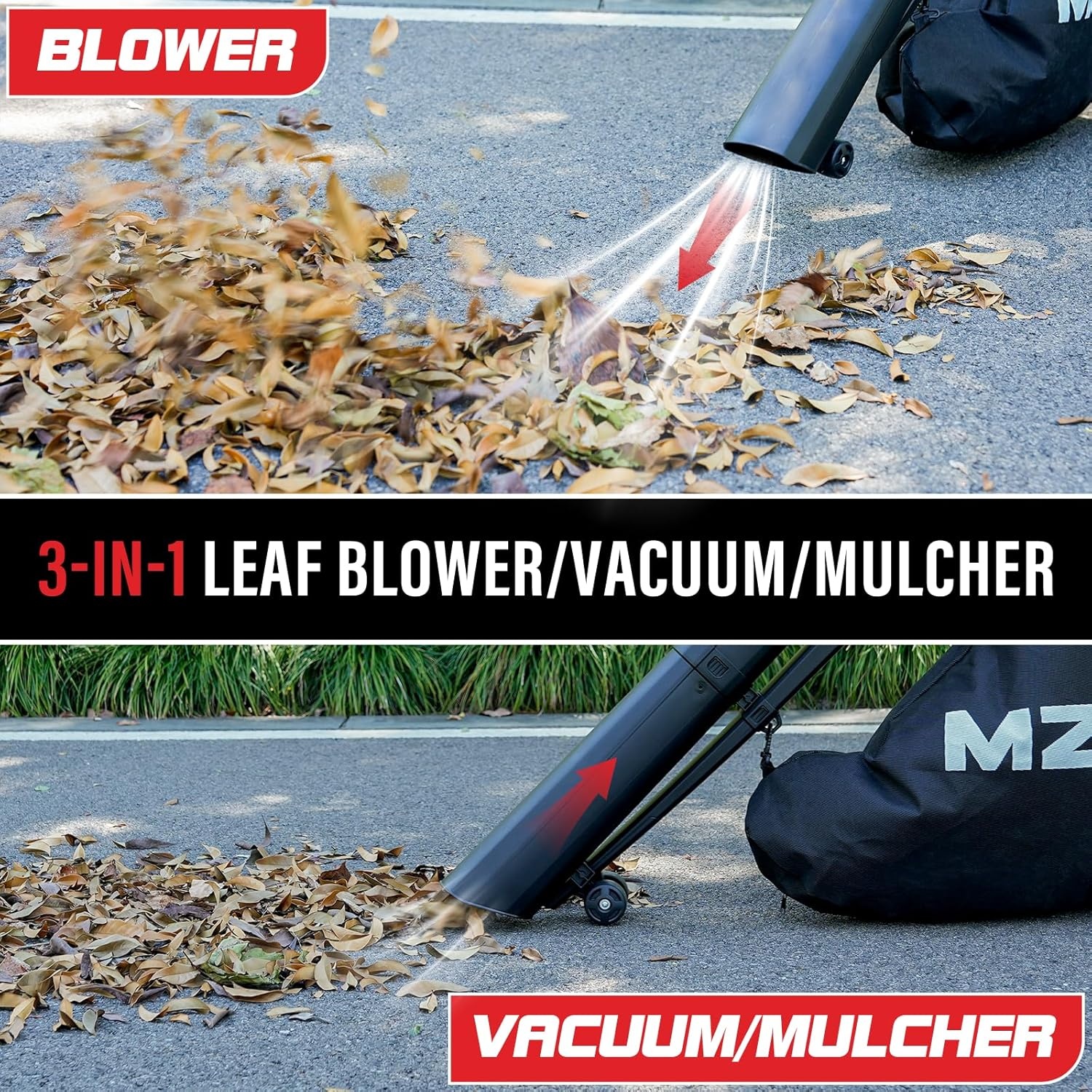 MZK 3 in 1 Electric Leaf Blower Corded, Leaf Vacuum and Leaf Mulcher ...