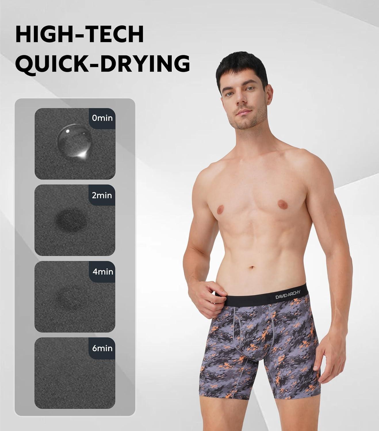 DAVID ARCHY Mens Performance Boxer Briefs 3 Pack, 3D Support Pouch & No ...