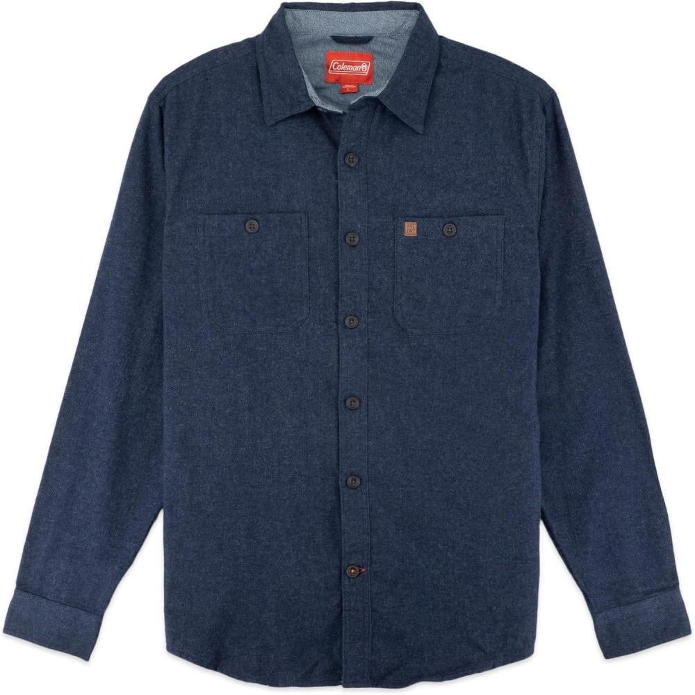 Coleman Mens Long-Sleeve Flannel Shirt Midweight Western Plaid Button ...